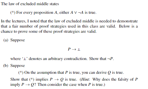 Solved The law of excluded middle states (*) For every | Chegg.com