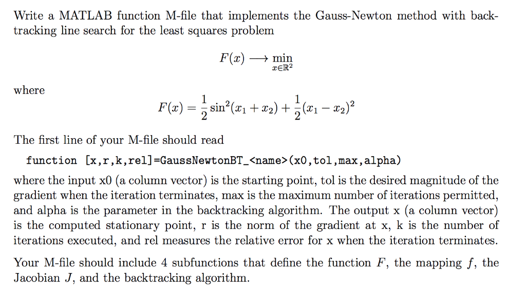 Write a MATLAB function M-file that implements the | Chegg.com