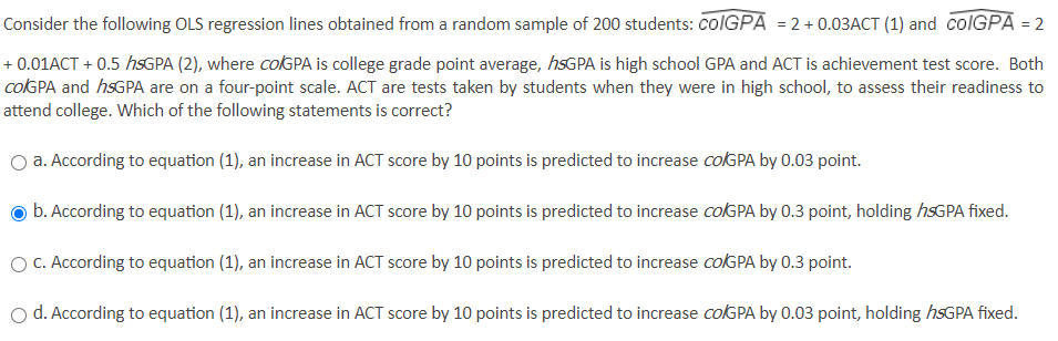 Solved Consider the following OLS regression lines obtained | Chegg.com