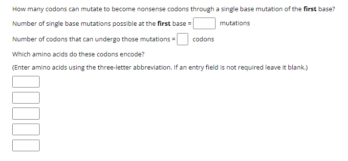 Solved How many codons can mutate to become nonsense codons | Chegg.com