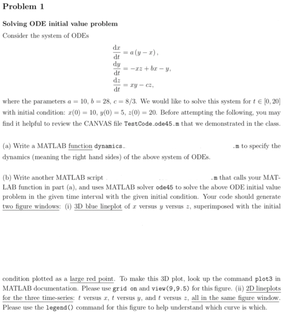 Solved Problem 1 Solving ODE initial value problem Consider | Chegg.com