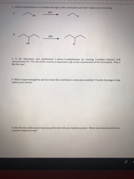 Solved 1. Which reaction below occurs faster through an SN1 | Chegg.com