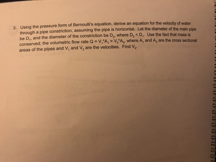 Solved Using the pressure form of Bernoulli's equation, de | Chegg.com