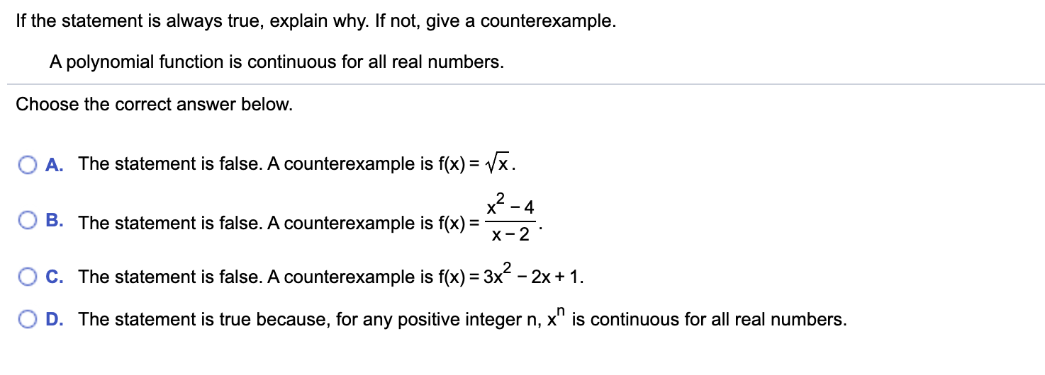 Solved If The Statement Is Always True Explain Why If Not
