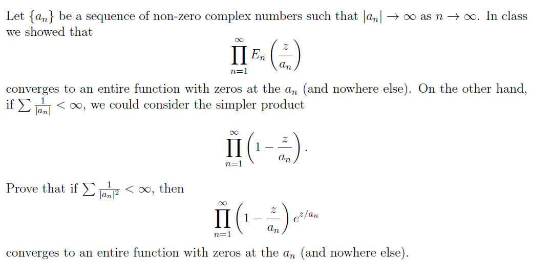 Z Let {an} be a sequence of non-zero complex numbers | Chegg.com