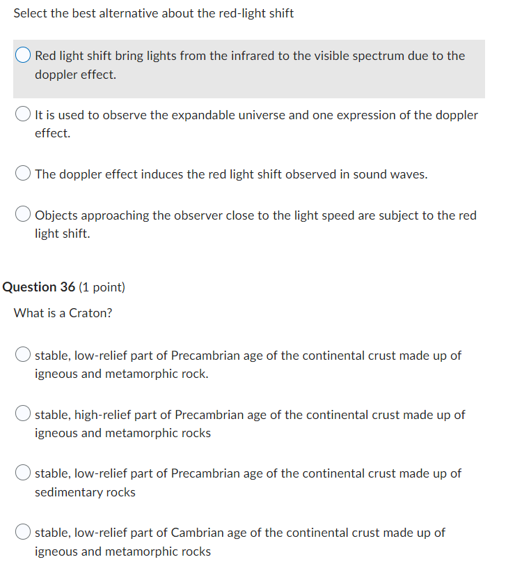 Solved Select the best alternative about the red-light shift | Chegg.com