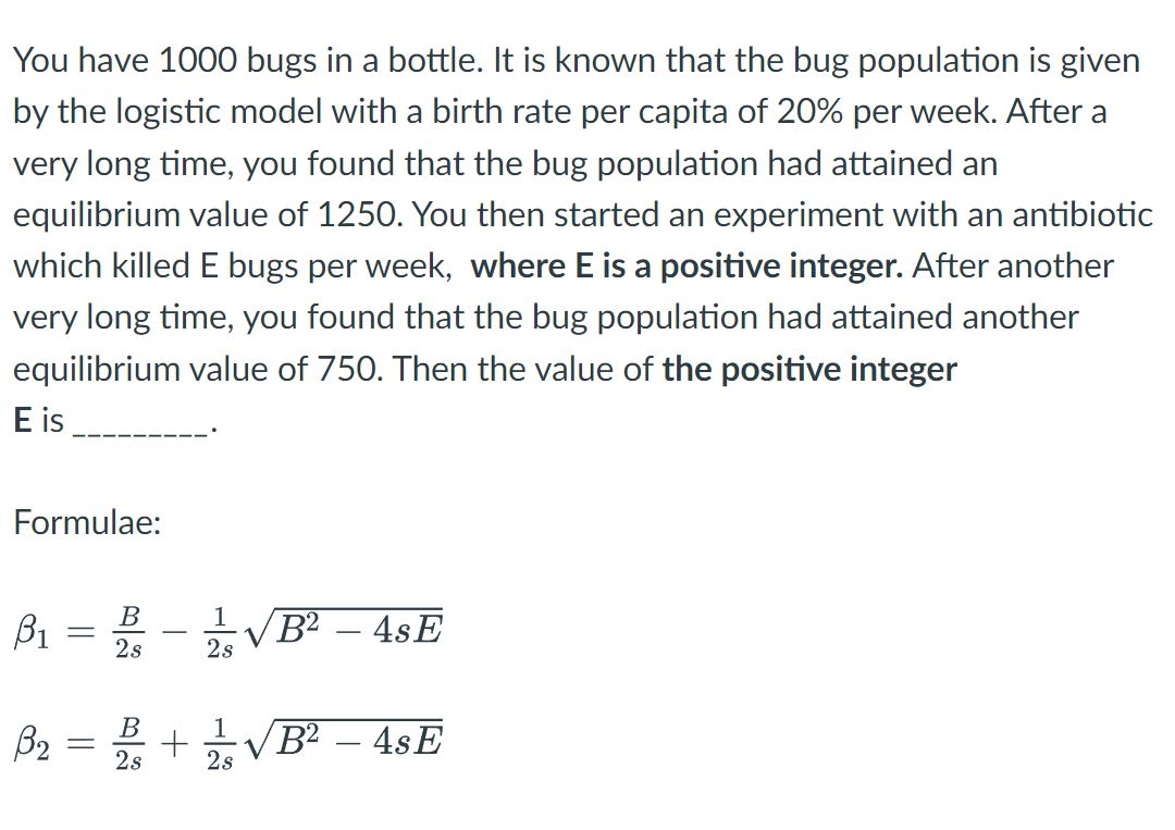 Solved You have 1000 bugs in a bottle. It is known that the | Chegg.com