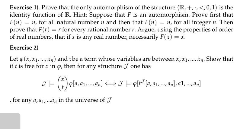 Exercise 1). Prove that the only automorphism of the | Chegg.com