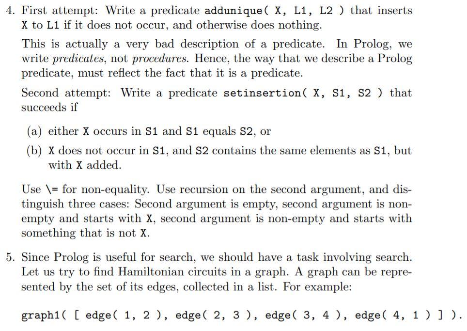Programming in Prolog Goal of this assignment is to | Chegg.com