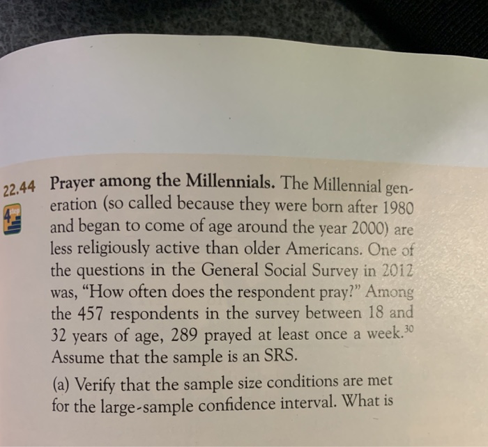 Solved 2.44 Prayer among the Millennials. The Millennial | Chegg.com