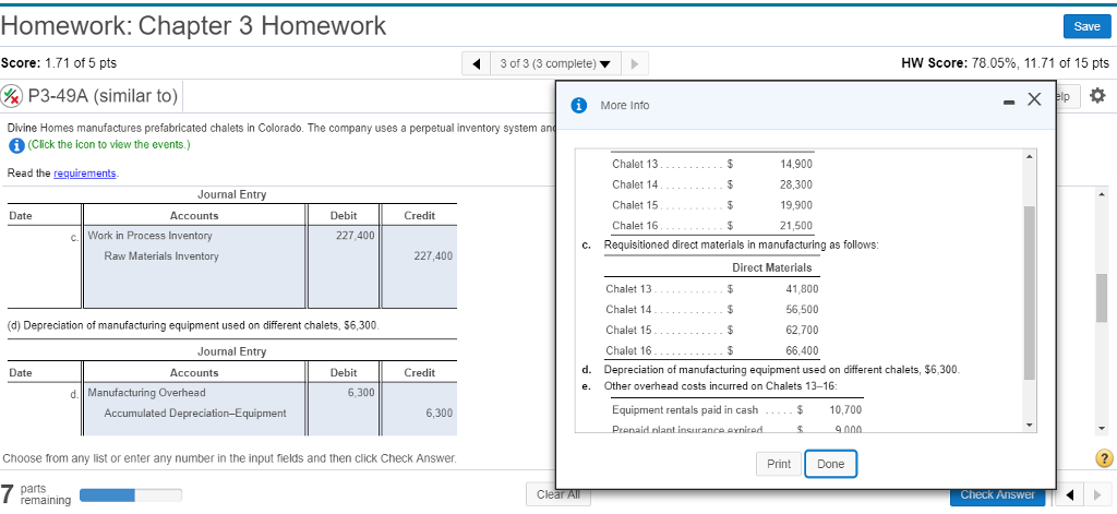 Solved Homework: Chapter 3 Homework Score: 1.71 of 5 pts (%) | Chegg.com