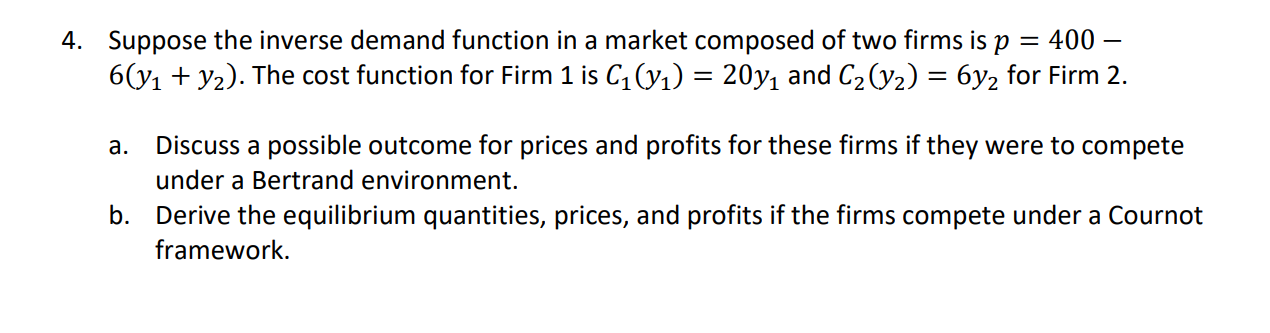 Solved Suppose the inverse demand function in a market | Chegg.com