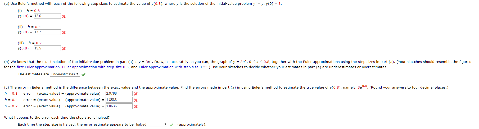 Solved (a) Use Euler's method with each of the following | Chegg.com