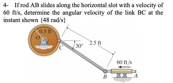 Solved 4- If rod AB slides along the horizontal slot with a | Chegg.com