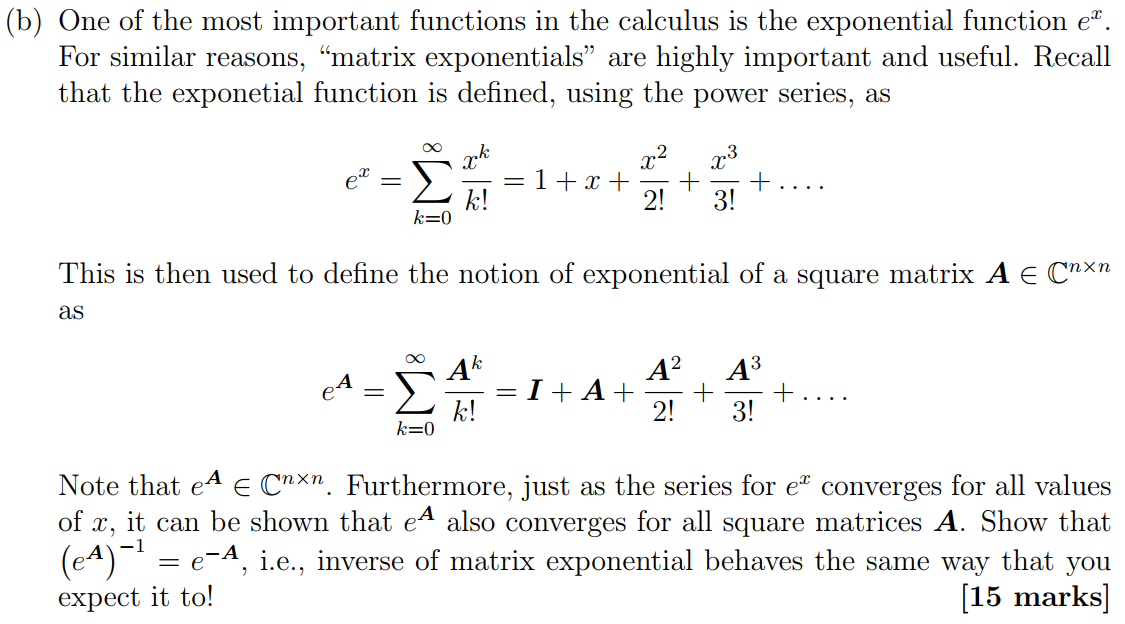 Solved (b) One of the most important functions in the | Chegg.com