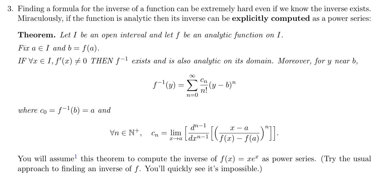 Solved 3. Finding a formula for the inverse of a function | Chegg.com