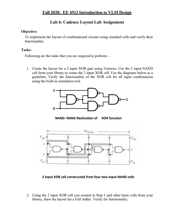 Fall 2020: EE 4513 Introduction to VLSI Design Lab 6: | Chegg.com