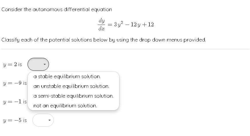 Solved Consider the autonomous differential equation dy dx = | Chegg.com