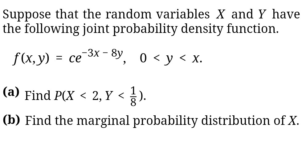 Solved Suppose that the random variables X and Y have the | Chegg.com