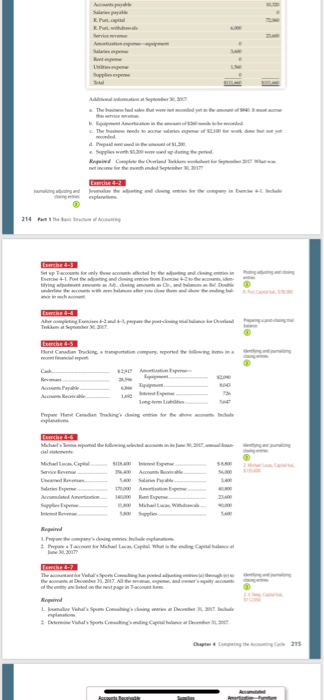 Exercise 4-3 Set up T-accounts for only those | Chegg.com
