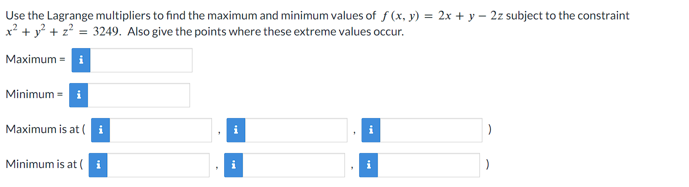 Solved Use the Lagrange multipliers to find the maximum and | Chegg.com