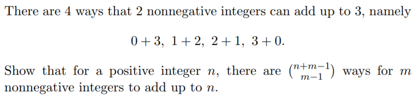 Solved There are 4 ways that 2 nonnegative integers can add | Chegg.com