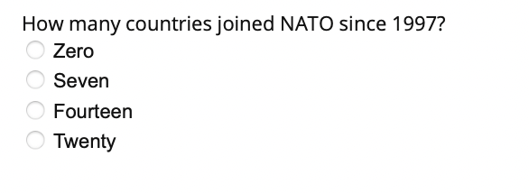 Solved How many countries joined NATO since 1997? Zero Seven | Chegg.com