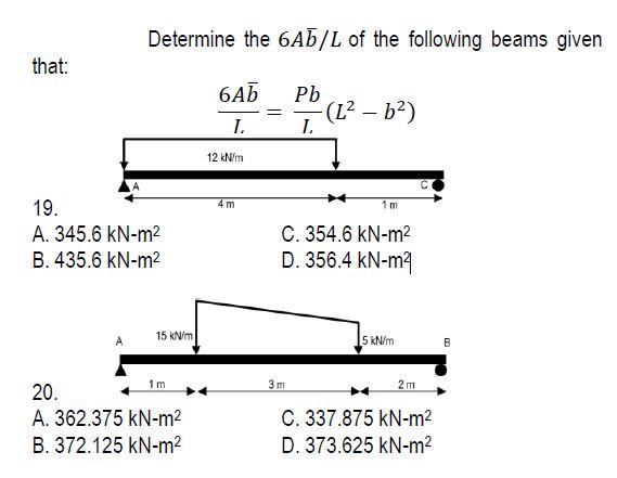 Solved Determine the 6Ab/L of the following beams given | Chegg.com