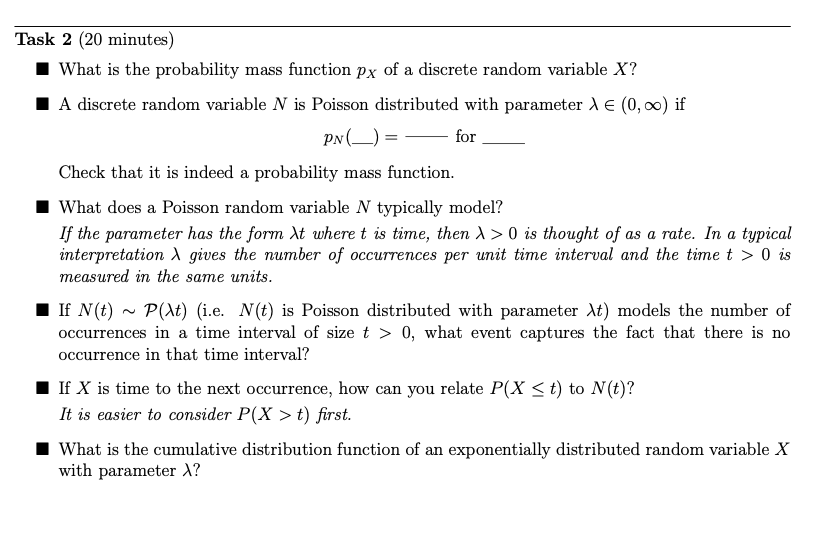 Solved Task 2 (20 minutes) What is the probability mass | Chegg.com