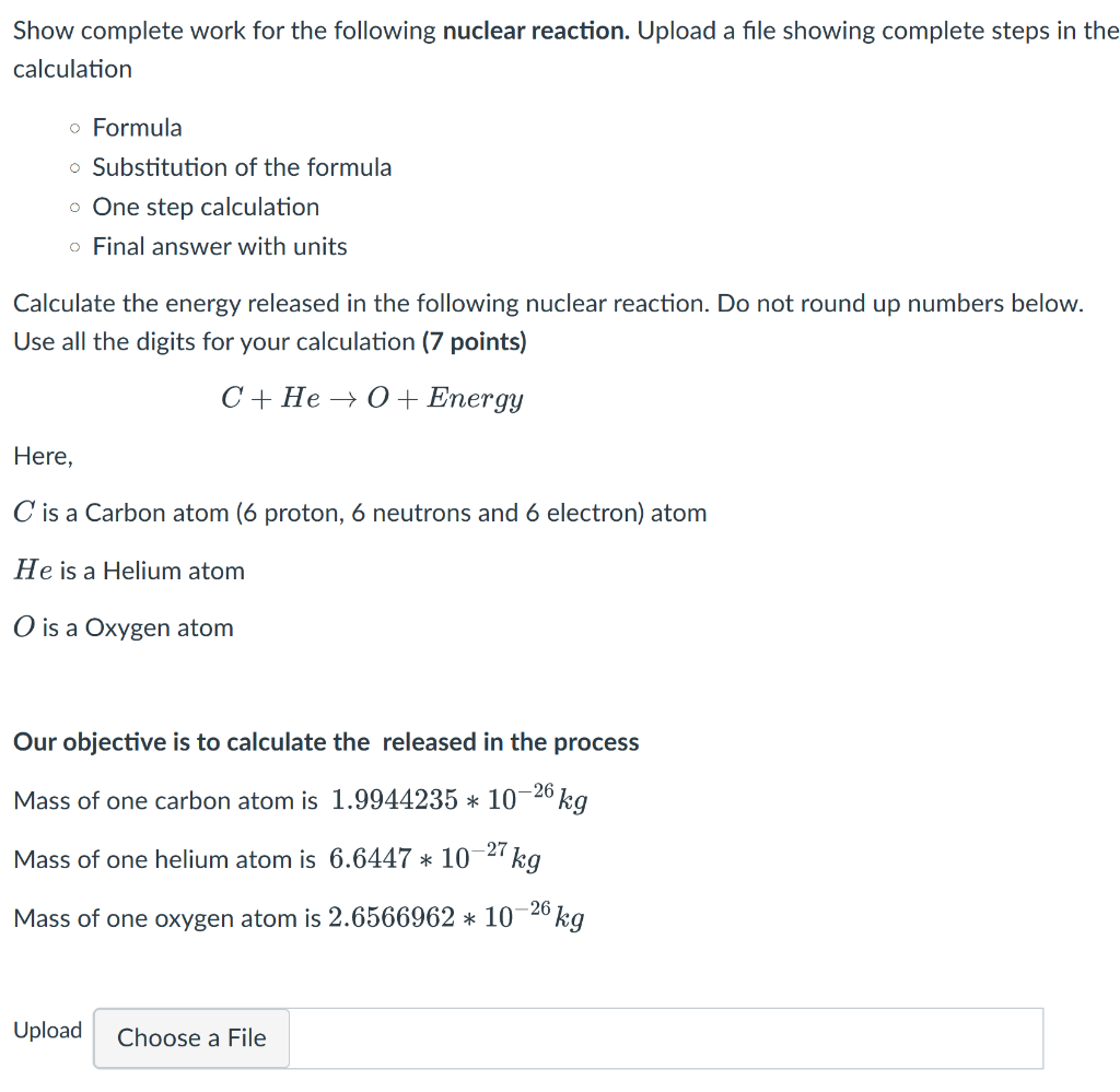 Solved Show complete work for the following nuclear | Chegg.com