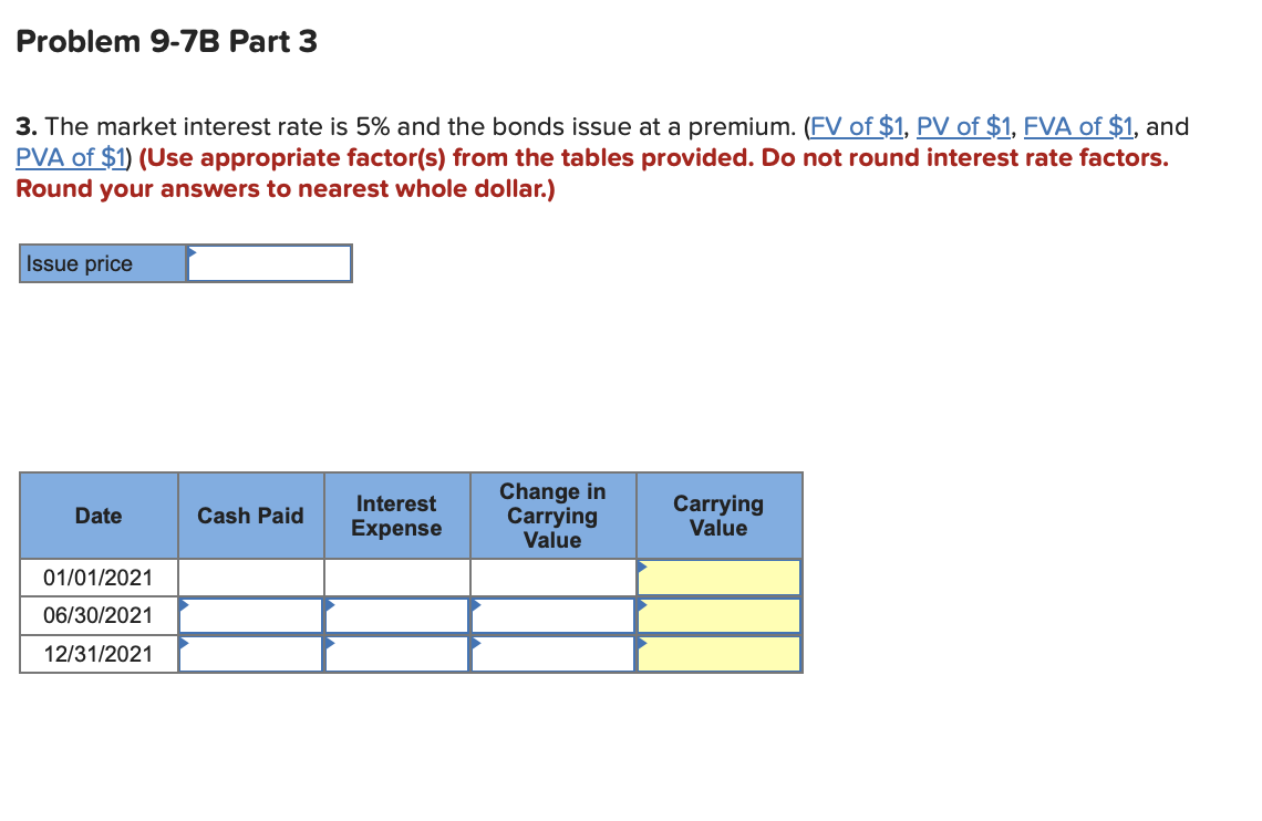 Solved Required information Problem 9-7B Calculate the issue | Chegg.com