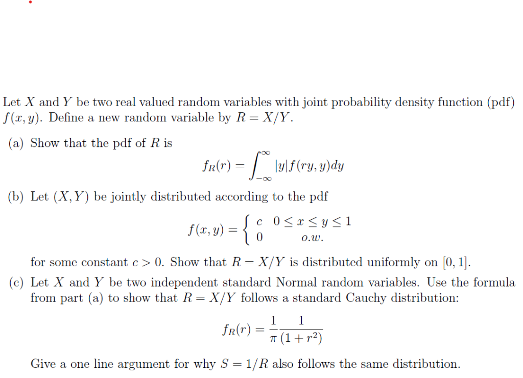 Solved Let X and Y be two real valued random variables with | Chegg.com