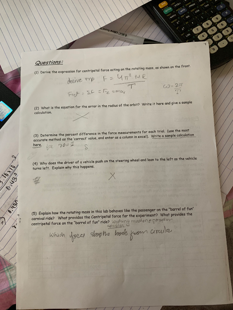 Solved circular motion lab. explain how the rotating mass in | Chegg.com