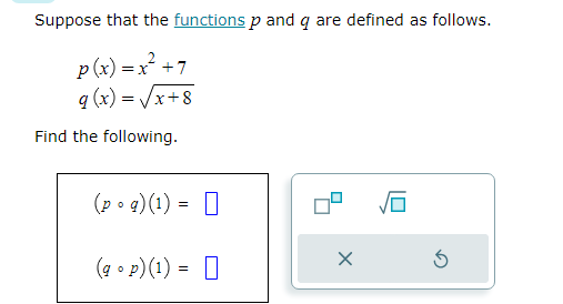 Solved Suppose that the functions p and q are defined as | Chegg.com