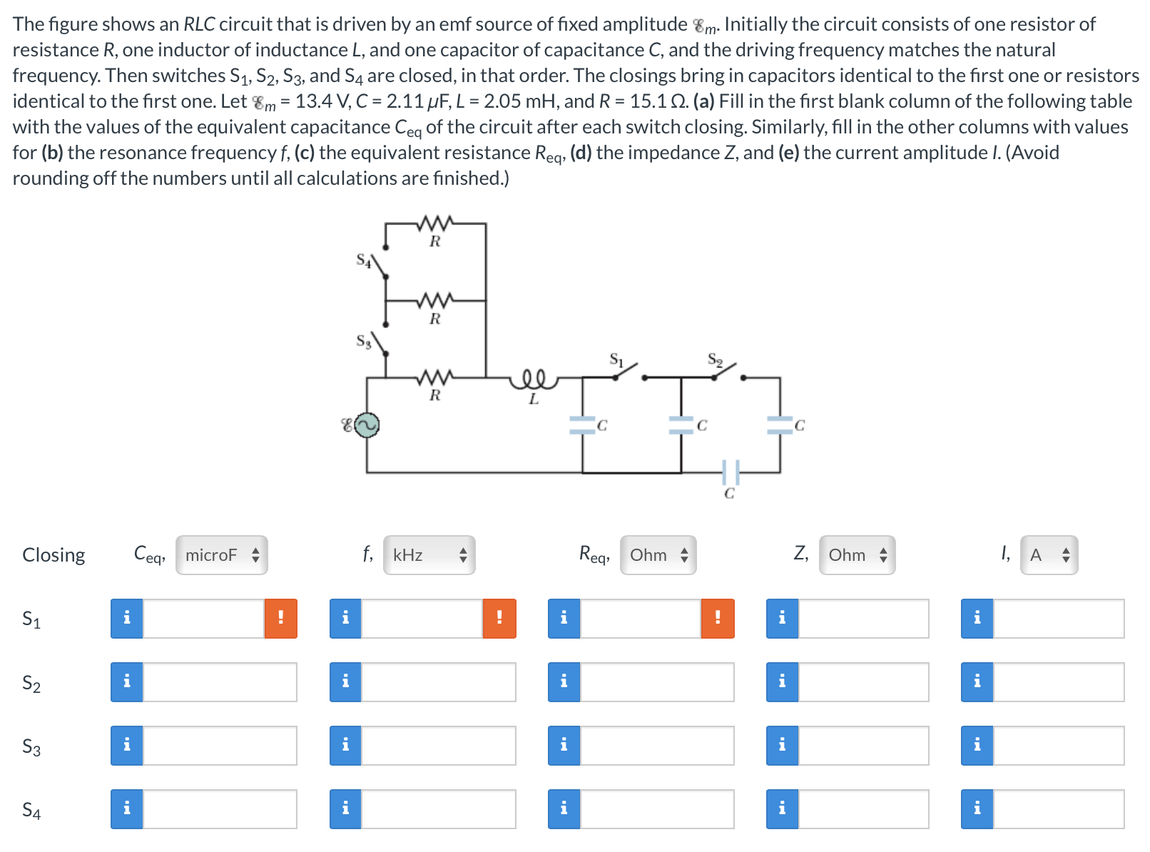 Solved The figure shows an RLC ﻿circuit that is driven by an | Chegg.com