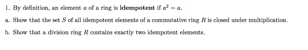 Solved 1. By definition, an element a of a ring is | Chegg.com