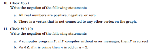 Solved 10. (Book #5,7) Write the negation of the following | Chegg.com