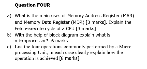 Solved a) What is the main uses of Memory Address Register | Chegg.com
