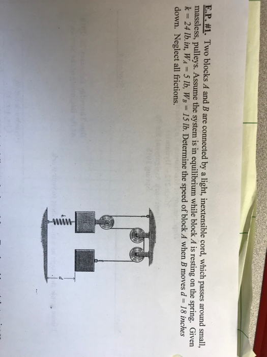 Solved E.P. #1. Two blocks A and B are connected by a light, | Chegg.com