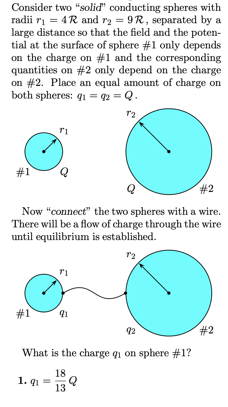 Solved Consider two “solid” conducting spheres with radii rı | Chegg.com