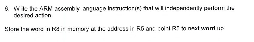 Solved 6. Write the ARM assembly language instruction(s) | Chegg.com