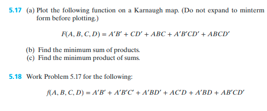 Solved 5.17 (a) Plot the following function on a Karnaugh | Chegg.com