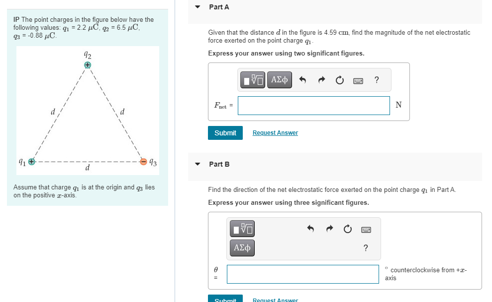 Solved IP The point charges in the figure below have the | Chegg.com