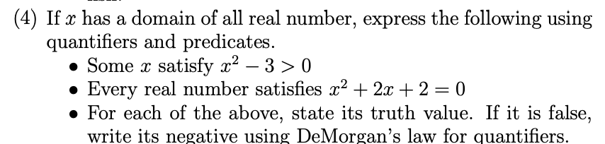 Solved (4) If x has a domain of all real number, express the | Chegg.com