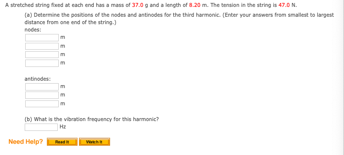 Solved A stretched string fixed at each end has a mass of | Chegg.com