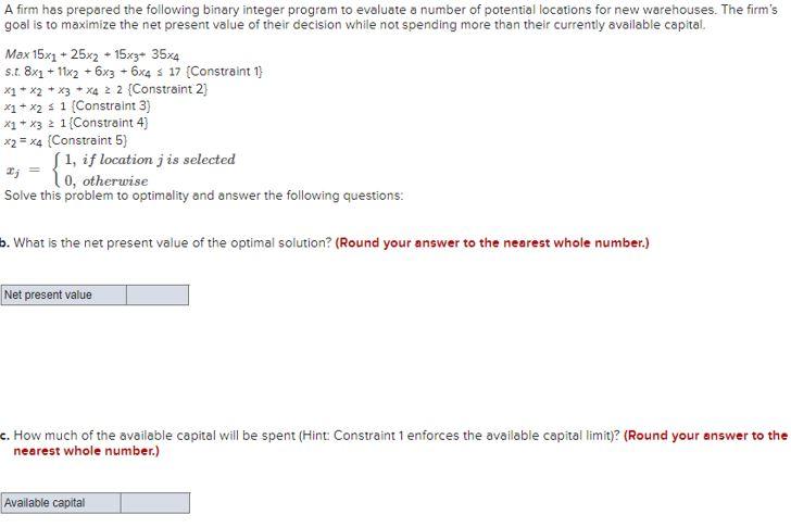 Solved A firm has prepared the following binary integer | Chegg.com