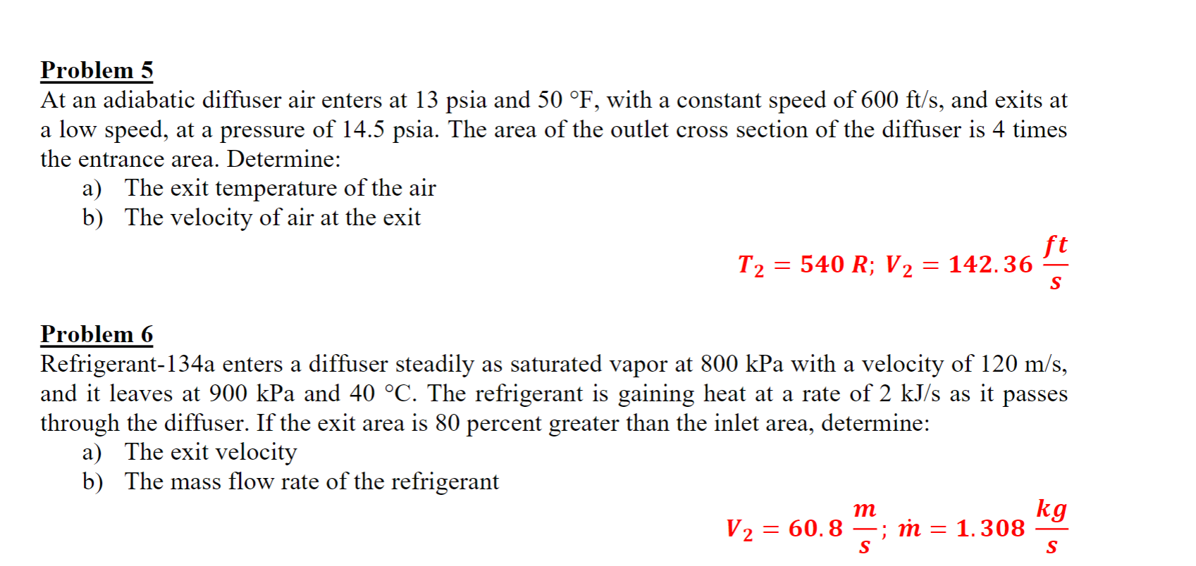 Solved Problem 5 At an adiabatic diffuser air enters at | Chegg.com