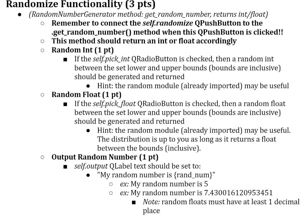 Solved I need help with the randomize functionality part, | Chegg.com