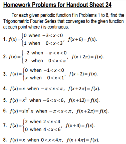 Solved Homework Problems for Handout Sheet 24 For each given | Chegg.com