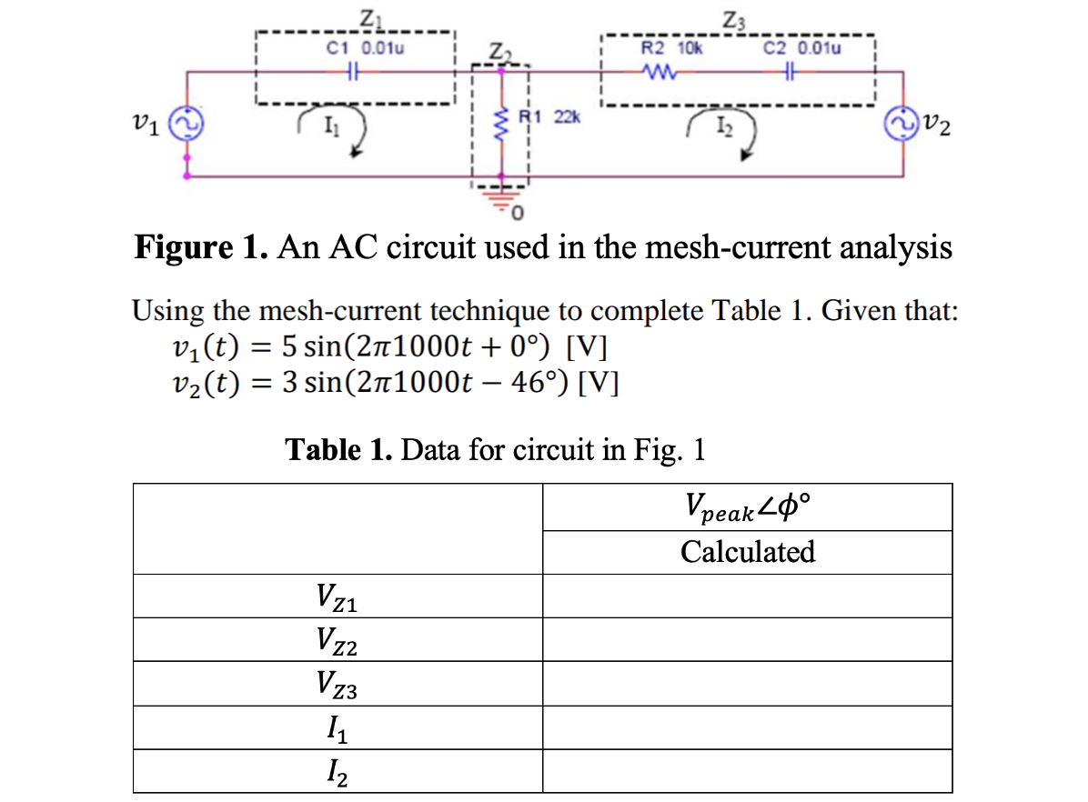 Solved Using the mesh-current technique to complete Table 1. | Chegg.com
